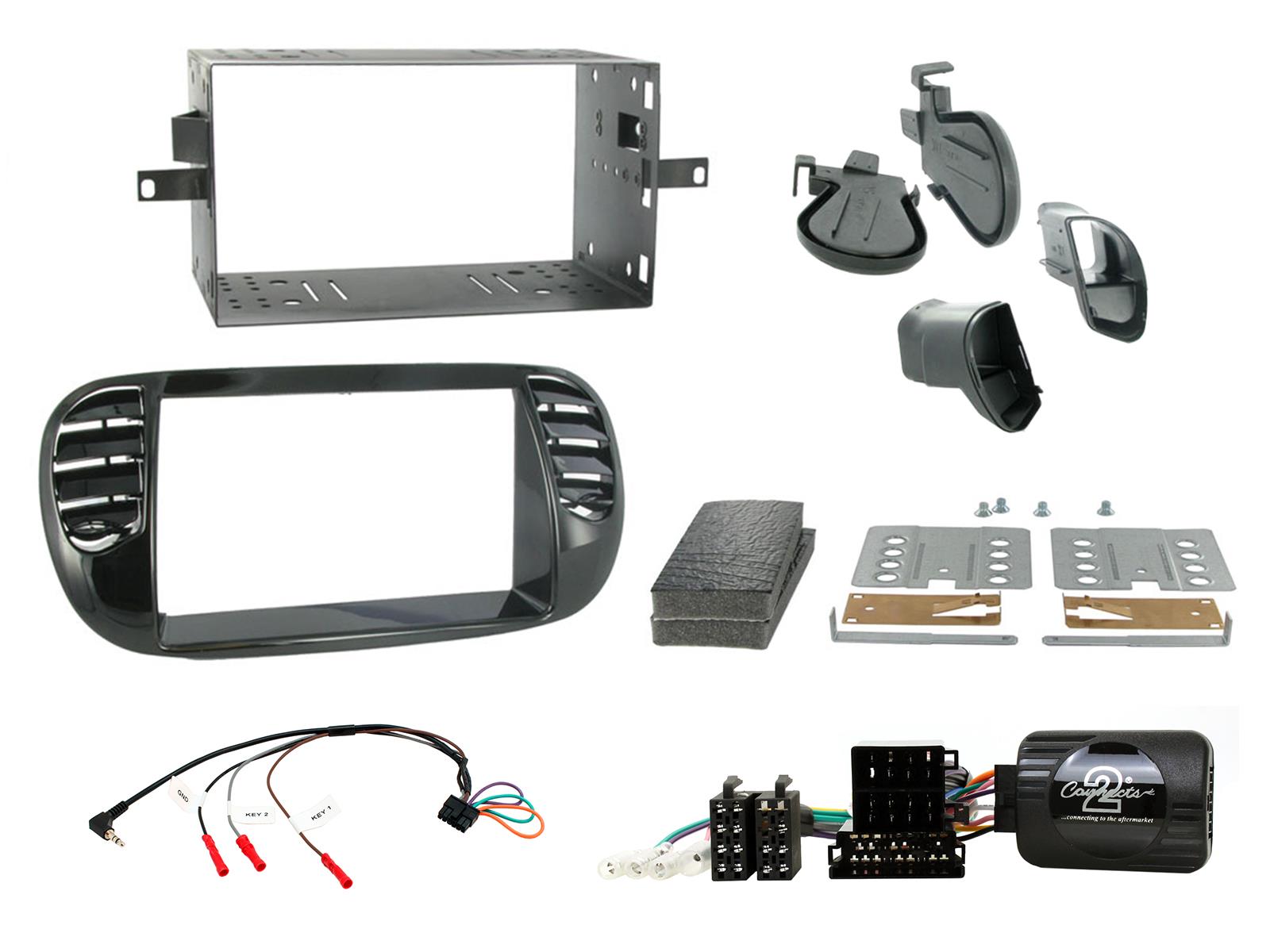 Connects2 CTKFT02 Fiat 500 2007> 2015 Black Double Din Radio ...