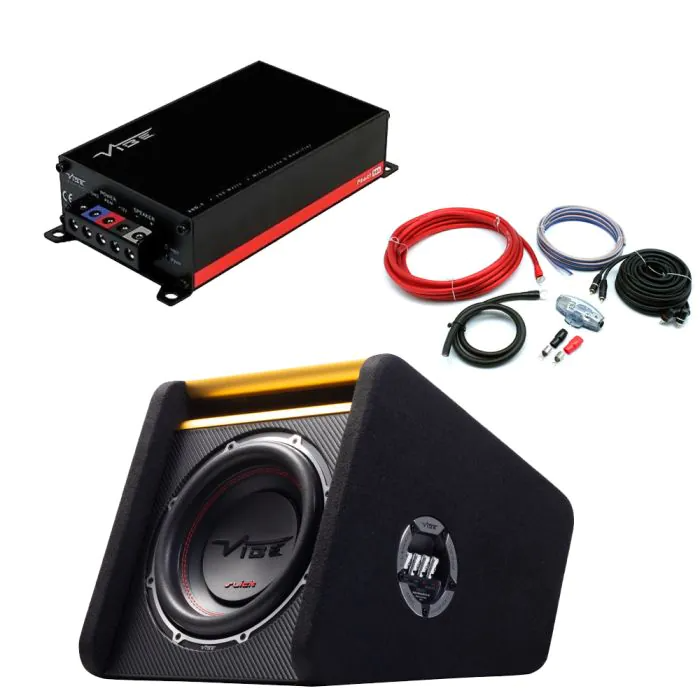 Vibe Slick 12" Powerbox Enclosure Subwoofer & Amplifier Bundle Package ...